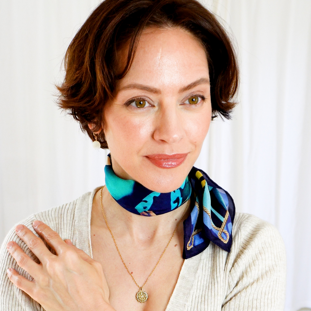Sera 100% Silk Scarf - Luxurious Blues – Haelix Designs