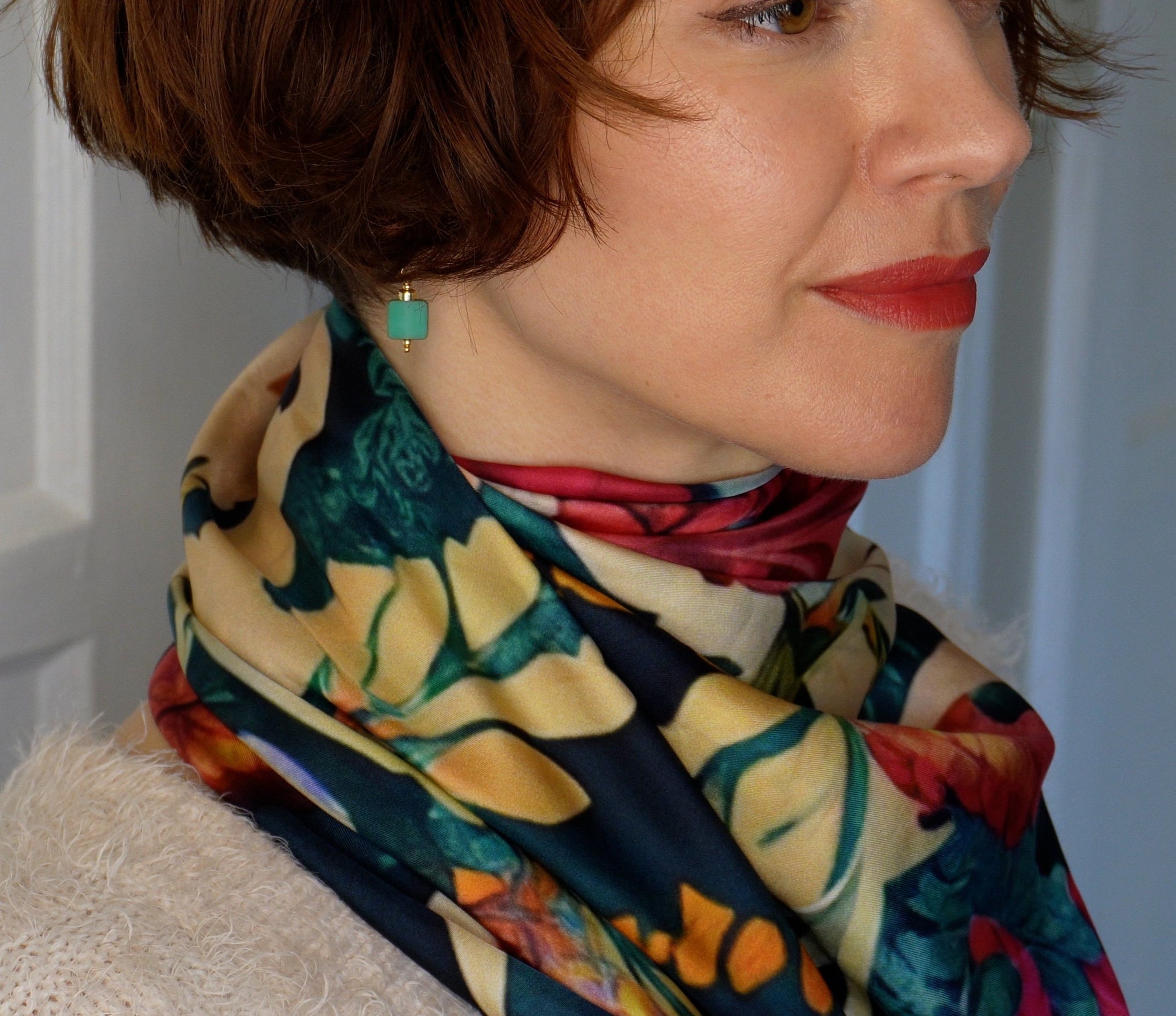 Fiona 100% Silk Scarf Deep Jewel Tones – Haelix Designs